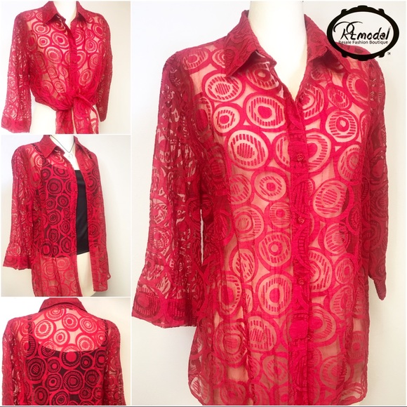 Tops | Whimsical Red Blouse | Poshmark
